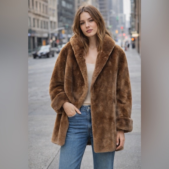 Jackets & Coats | Laskin Moutonvintage Genuine Lamb Mouton Coat Brown ...
